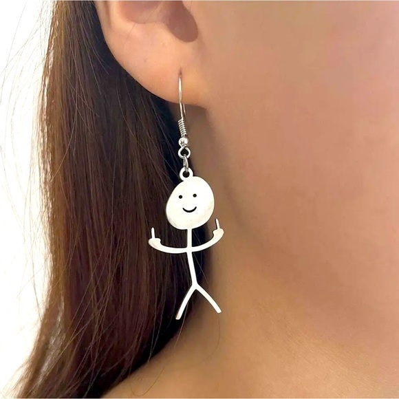 Boutique Jewelry | Jewelry | Nwt Silver Tone Stickman Funny Dangle ...